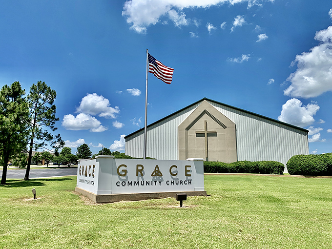 Grace Community Church stands as a modern testament to faith on the prairie, where simplicity and devotion share equal billing.