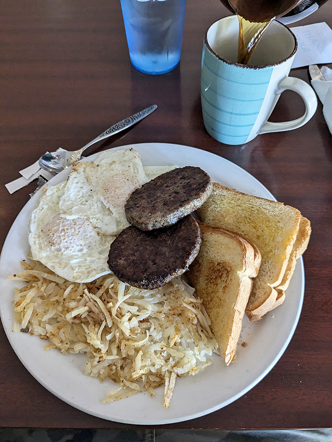 Some mornings require sausage patties, eggs, hash browns, and toast&mdash;not as a luxury, but as emotional armor against whatever the day throws your way.