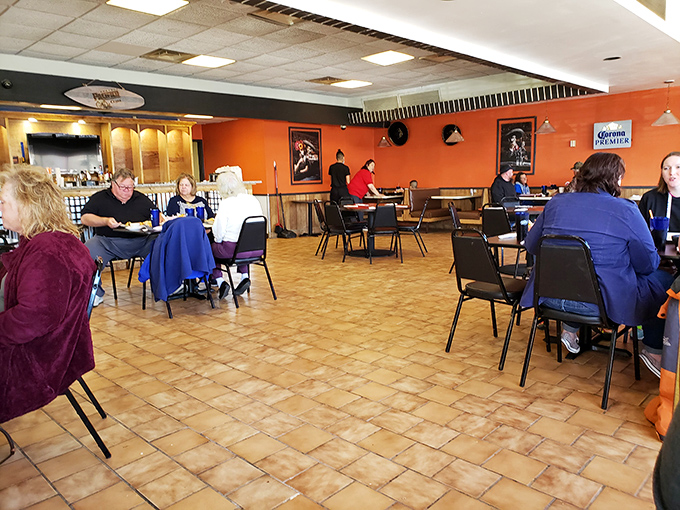 A dining room filled with happy customers&mdash;the universal sign of good food. Notice how nobody's looking at their phones? That's the El Charro effect.
