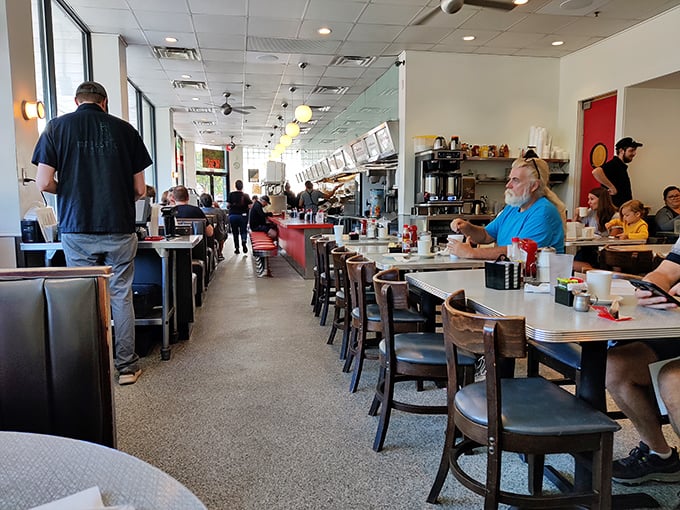 The cross-section of Atlanta life&mdash;business suits beside work boots, all united by the democratic institution of "breakfast served all day."