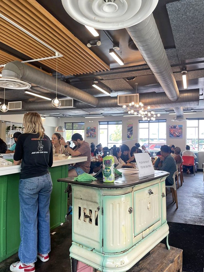 Where breakfast dreams come true and vintage furniture finds new purpose &ndash; that mint-green island has stories to tell.