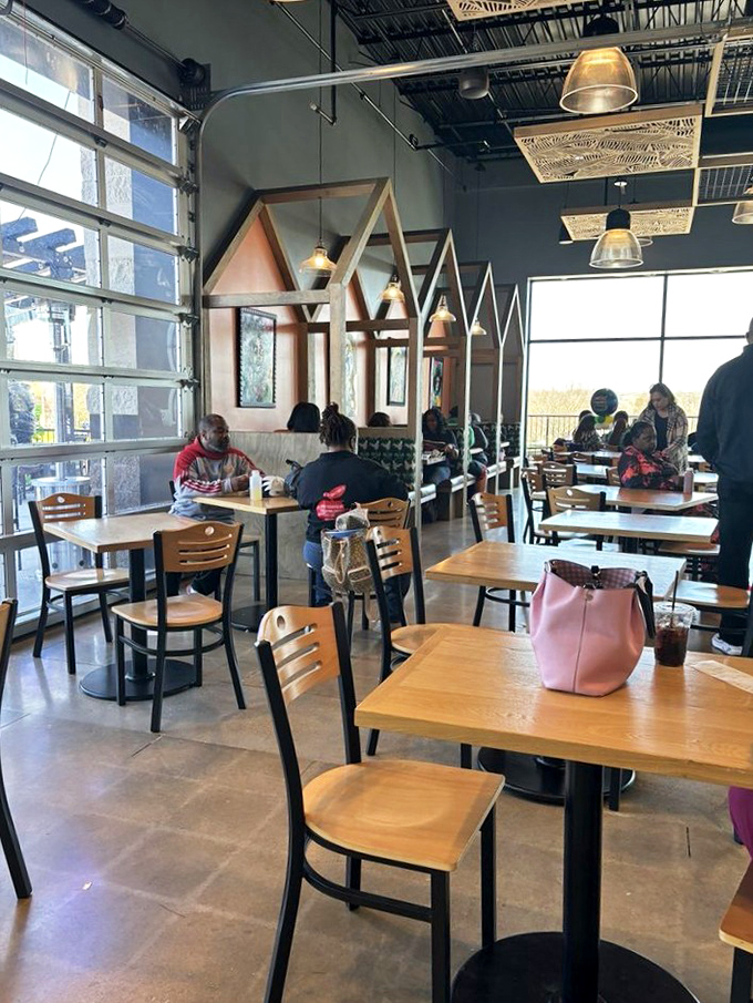 A dining room where memories are made between bites. Those house-shaped booths aren't just clever design&mdash;they're conversation starters.