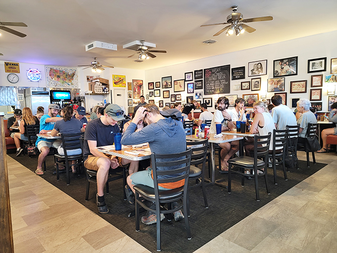 A packed house of happy diners is the best review any restaurant could ask for. Notice everyone's too busy eating to look up – that's the universal sign of excellent food.