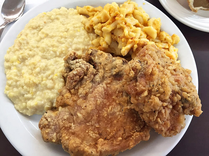 This plate doesn't just hold food &ndash; it cradles a Southern sermon of crispy, creamy textures preaching the gospel of comfort food perfection.