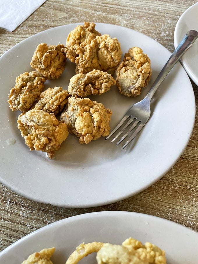 Fried oysters with the perfect crunch-to-brine ratio. Little golden nuggets that taste like the ocean decided to dress up for a special occasion.