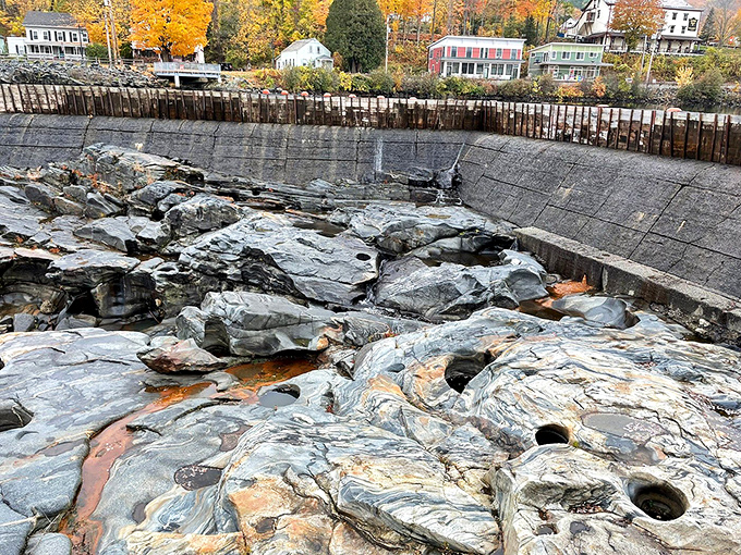 Nature's sculpture garden: the glacial potholes showcase thousands of years of patient artistry by water and stone, no admission fee required.