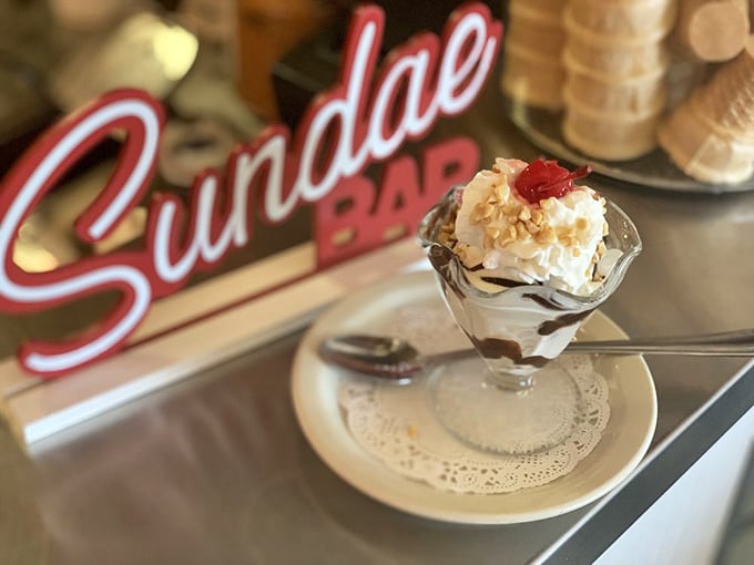 The classic sundae glass makes everything taste better. This hot fudge creation is what childhood memories are made of.
