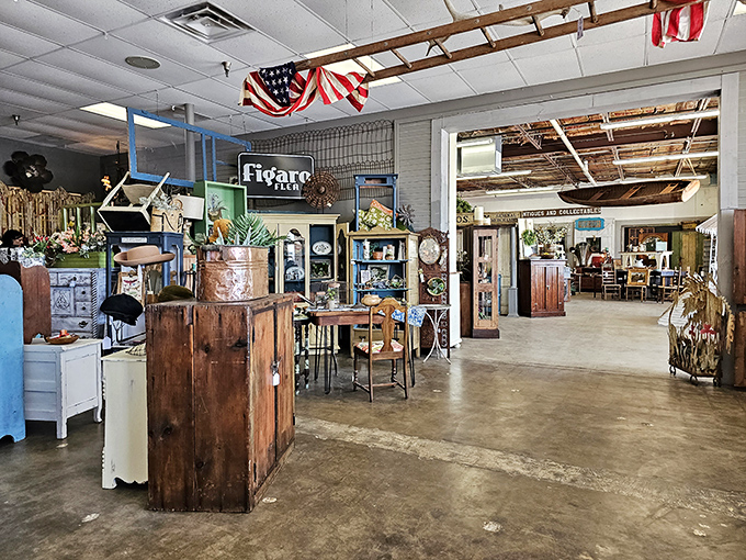 American flags and vintage finds create the perfect backdrop for discovering that one-of-a-kind piece you didn't know you needed.