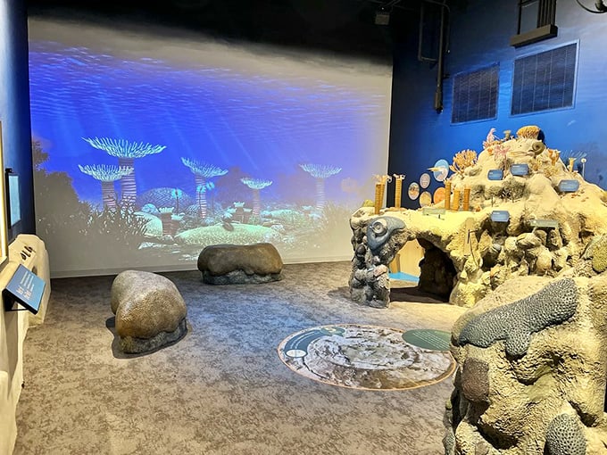 Step inside an ancient Devonian sea, complete with glowing coral and creatures that would make modern fish look downright boring.