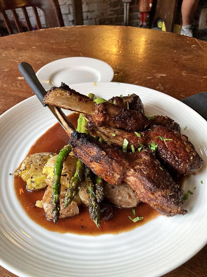 Lamb chops that make you understand why wolves chase sheep. That sear! That jus! That moment when you consider licking the plate!