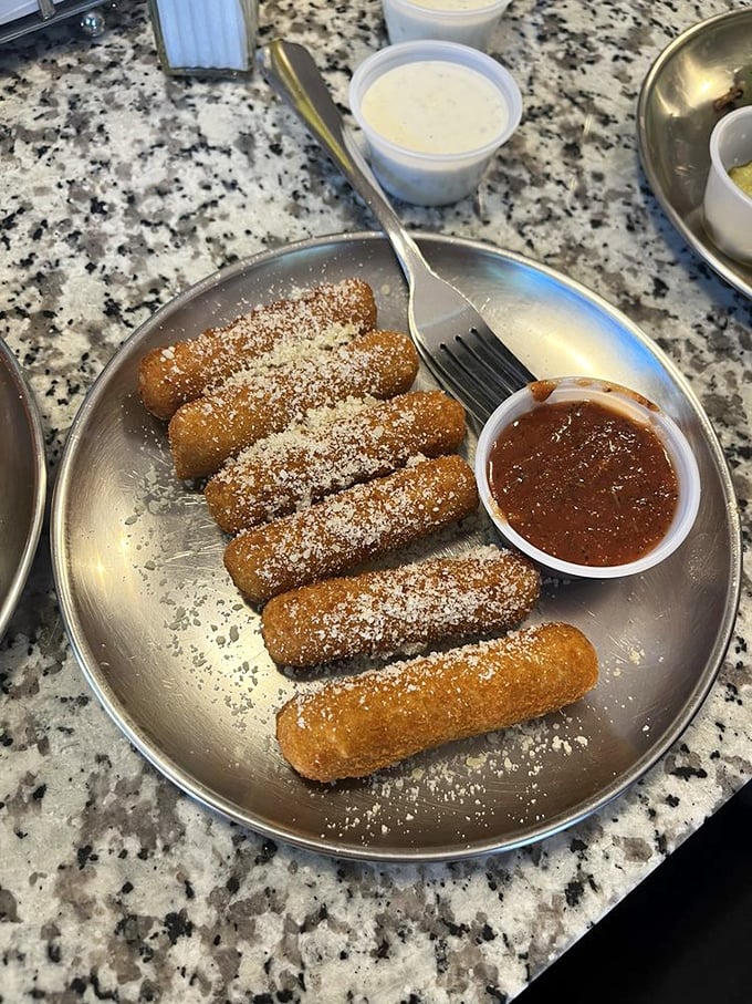 Not all heroes wear capes&mdash;some wear parmesan. These golden mozzarella sticks with marinara are the perfect burger prelude.
