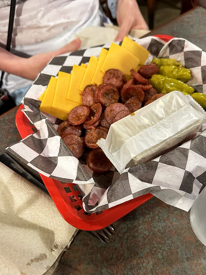 "Memphis Sushi" &ndash; smoked sausage, cheese, and pickles &ndash; proves that barbecue culture has a sense of humor and zero pretension. 