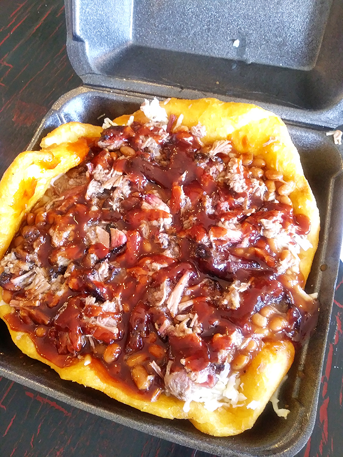 The Navajo Taco: Utah's delicious cultural crossroads where barbecue meets Southwest tradition in a handheld feast that requires both strategy and napkins.