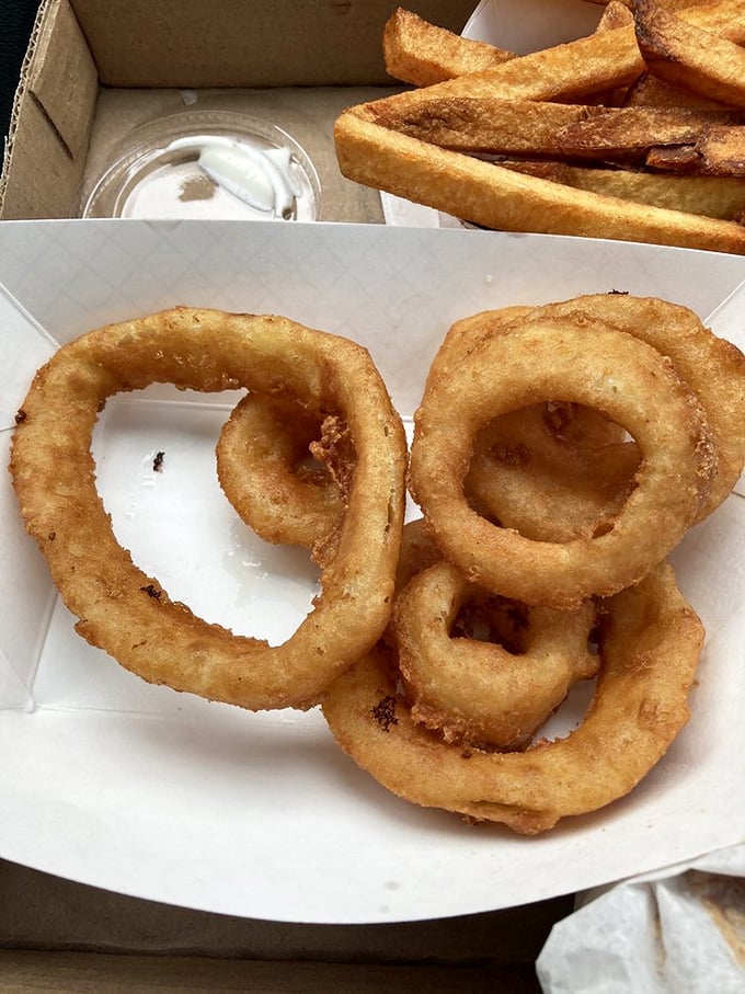 Onion rings this perfectly golden should be used as currency or, at minimum, engagement rings for food lovers.