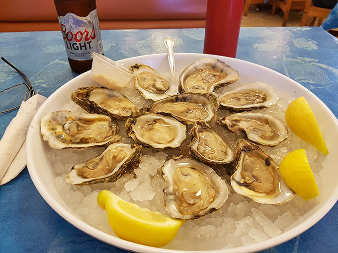 Oysters on the half shell, glistening like jewels on ice. Nature's perfect appetizer&mdash;just add lemon and momentarily forget you're in West Virginia.