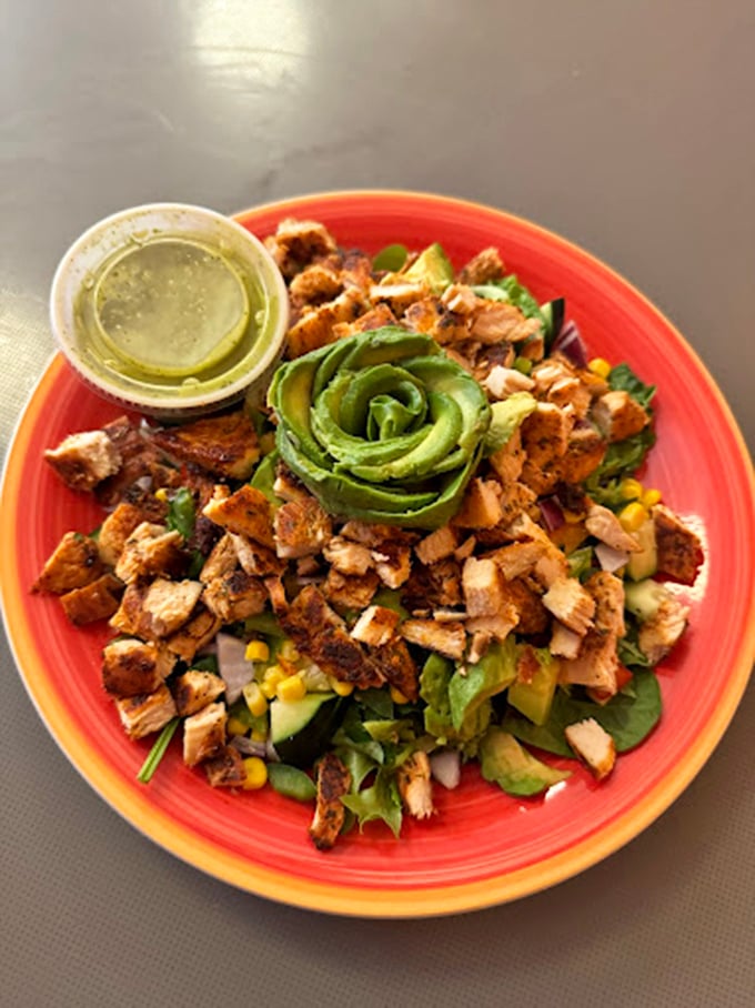 That avocado rose deserves its own Instagram account. A salad this pretty almost makes you forget you're eating something healthy.