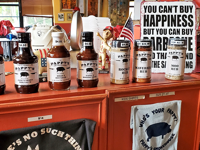 Pappy's sauces line up like flavor soldiers, each bottle promising a different dimension to your smoked meat experience&mdash;from sweet to heat.