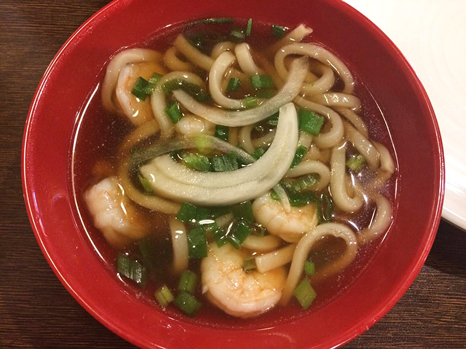 Udon noodles swim alongside plump shrimp in a steaming broth. This soul-warming bowl has magical powers to comfort even on Indiana's coldest days.