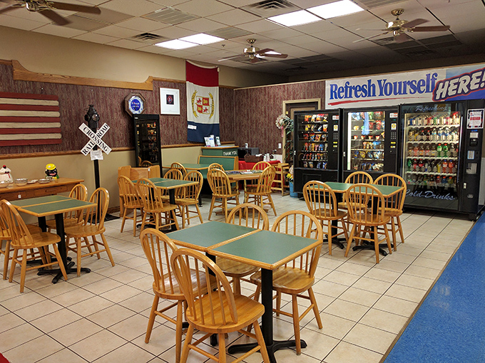 The refueling station where antiquing veterans swap tales of "the one that got away" while planning their next booth expedition.