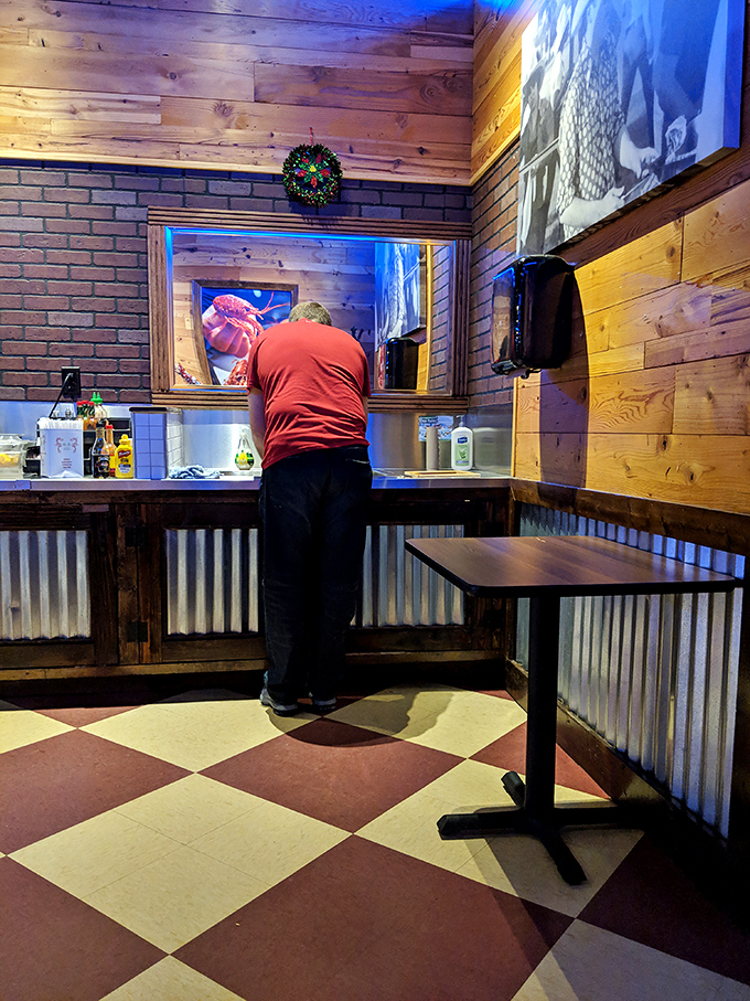 The ordering counter where seafood dreams begin their journey from kitchen to table, complete with life preserver for visual insurance.