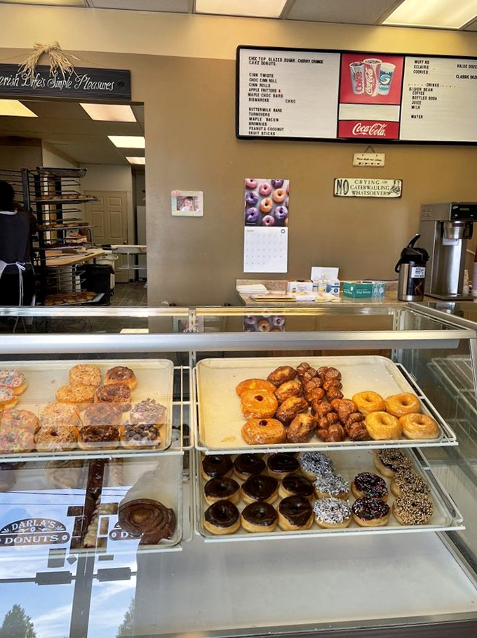 Behind the scenes where the magic happens. The display cases might as well be museum exhibits for edible art.