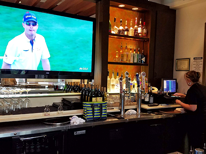The bar area balances sports-watching with serious drinking&mdash;a place where craft cocktails and play-by-play commentary peacefully coexist.
