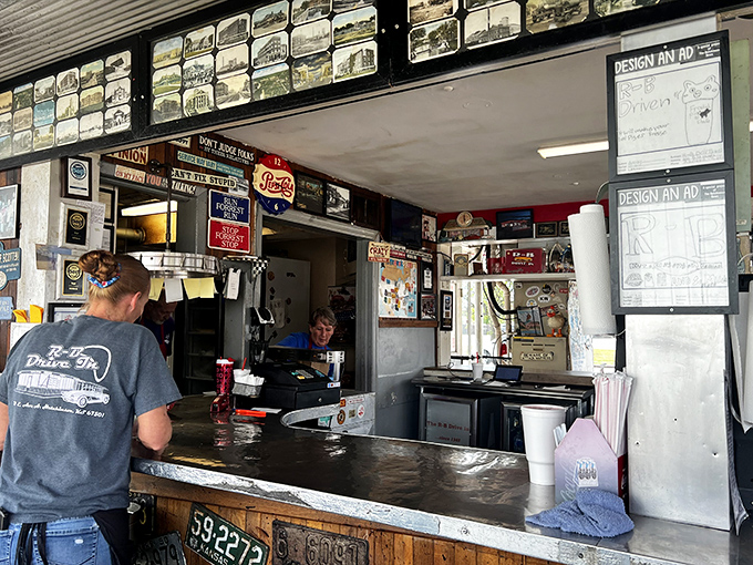 Where the magic happens. The counter staff at R-B aren't just cooking food—they're preserving a slice of Americana one patty at a time.