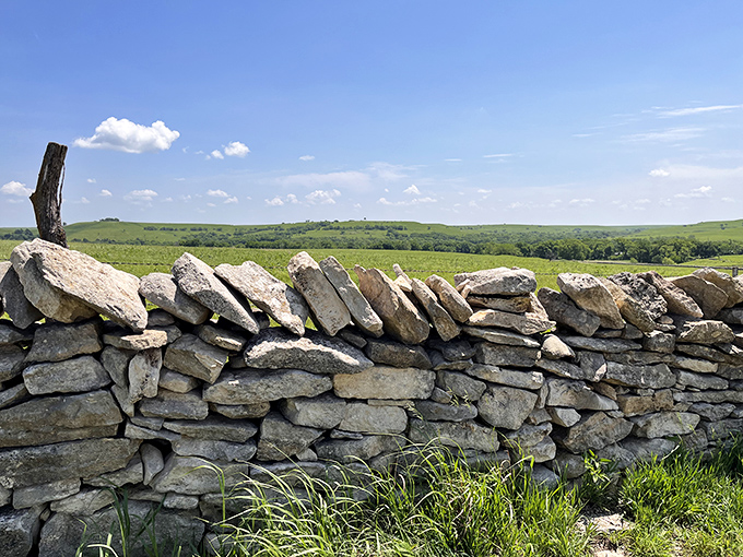 No mortar, no problem. These dry-stack stone walls have withstood prairie winds and winter freezes for generations, monuments to pioneer determination.