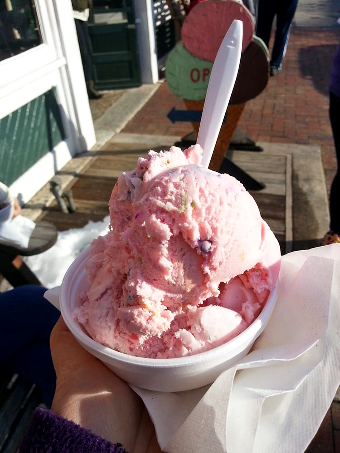 Pink perfection that makes adults remember what it felt like to be eight years old. This isn't just strawberry ice cream&mdash;it's time travel.