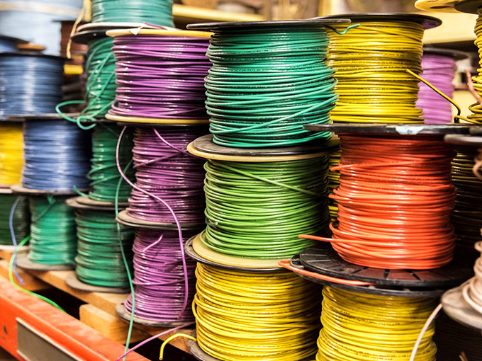 Spools of wire in every color of the rainbow&mdash;like an electrician's art supply store. Your next home project is color-coded and waiting.