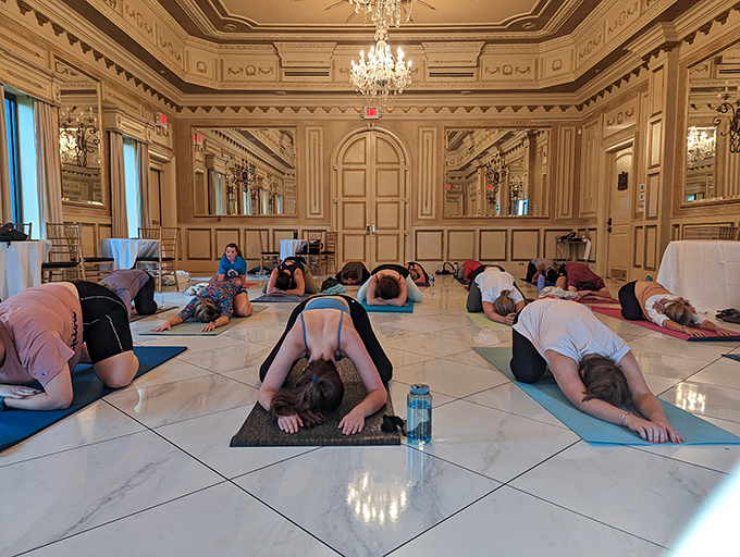 Finding your zen in a ballroom? These yoga practitioners prove that ancient wellness practices feel right at home in historic surroundings.