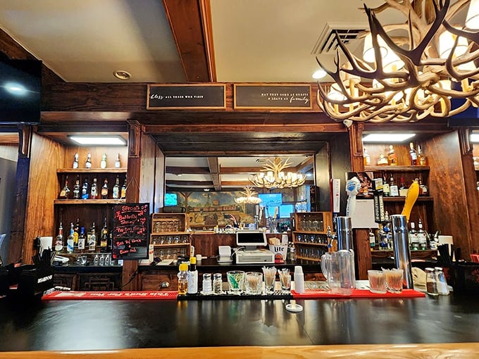 The TapHouse Bar brings modern spirits to historic surroundings &ndash; where antler chandeliers meet craft cocktails in rustic harmony.