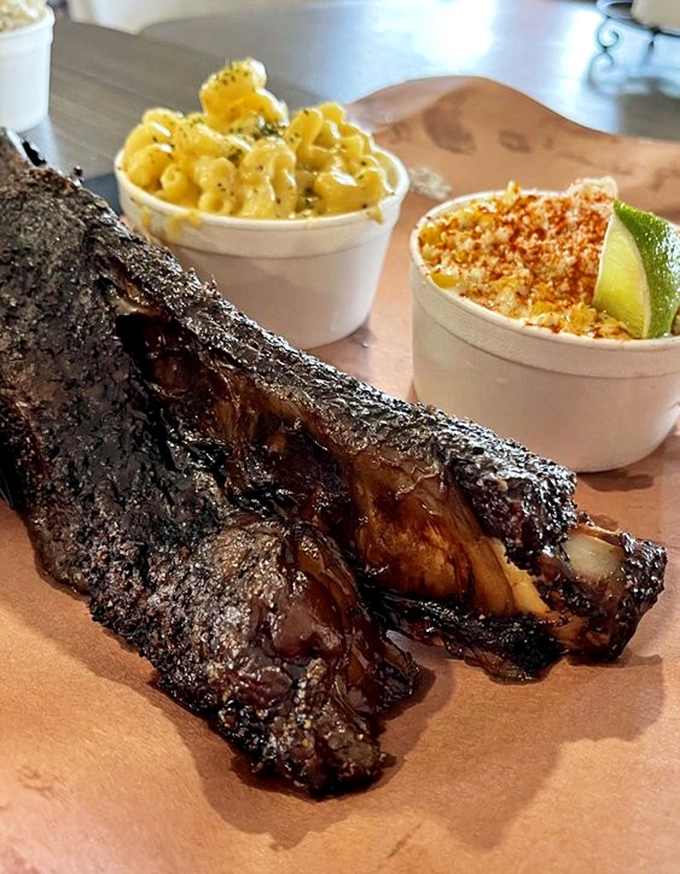 This beef rib isn't just dinner; it's prehistoric satisfaction that would make Fred Flintstone weep with carnivorous joy.