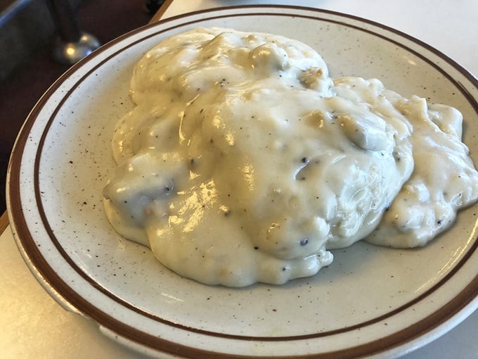 Biscuits and gravy that could make a Southern grandmother nod in approval. This cloud of creamy comfort isn't just breakfast—it's edible therapy.