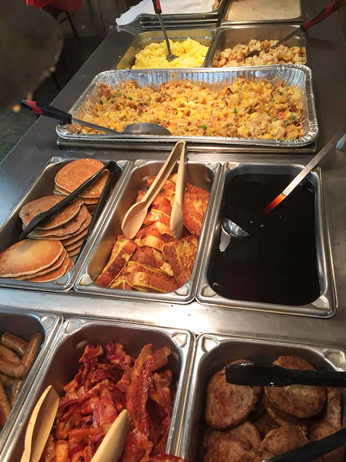 The breakfast buffet at Mom's Place isn't messing around &ndash; it's like your favorite morning foods decided to throw a party.