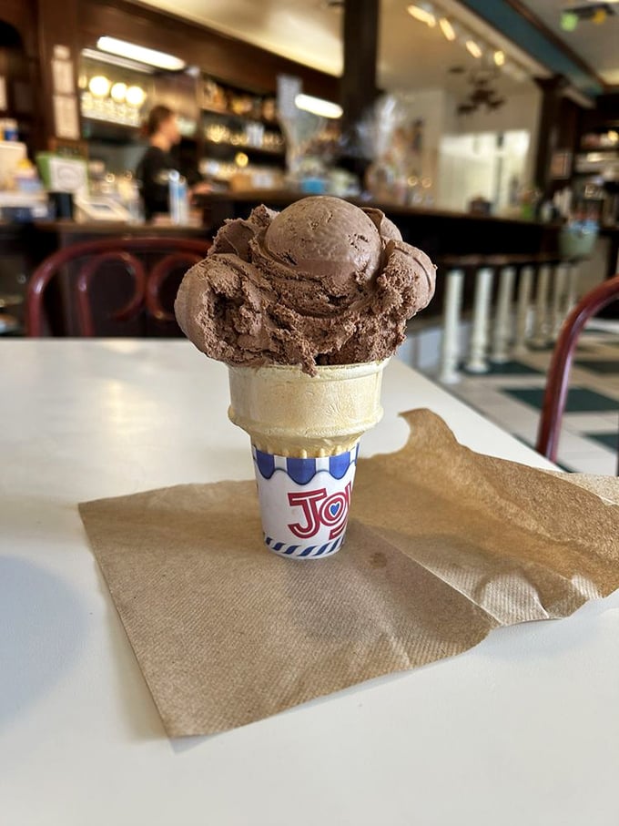 Chocolate this dark and mysterious belongs in a film noir. "She walked into my parlor and ordered a triple scoop. I knew I was in trouble."