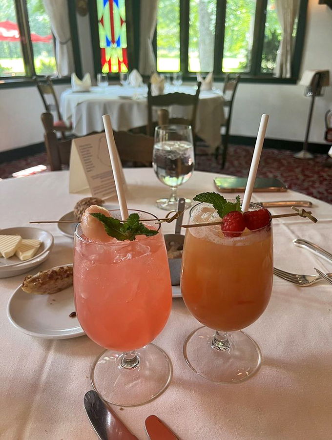 Colorful cocktails that brighten the table before a single bite. Like liquid sunshine in a glass, they're the perfect prelude to an Alsatian feast.