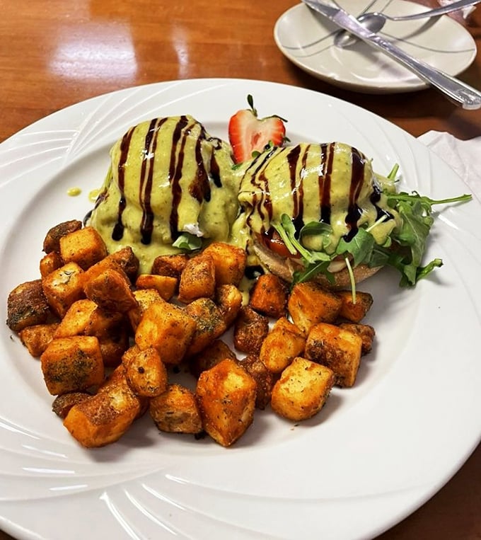 These aren't just eggs benedict - they're edible artwork with hollandaise so yellow it could make the sun jealous.