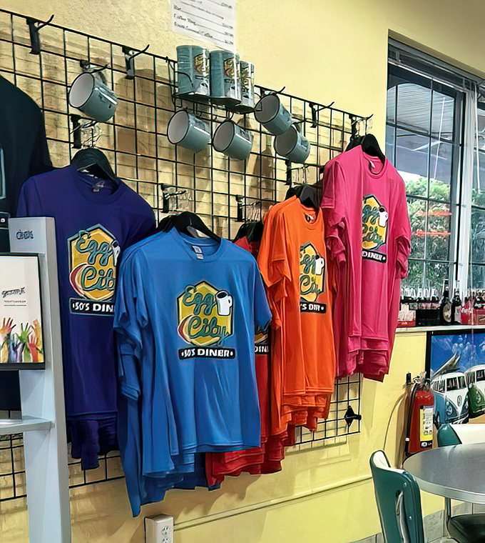 The ultimate souvenir: take home a splash of diner color with these vibrant Egg City shirts&mdash;because sometimes a coffee mug just isn't commitment enough.