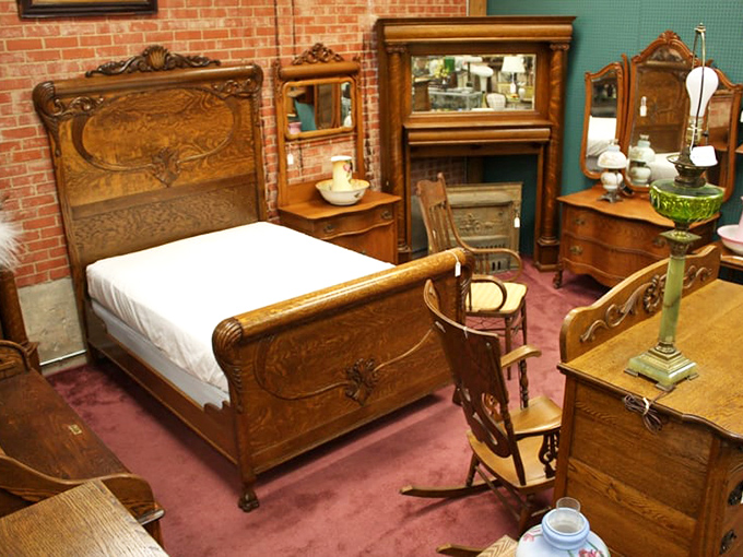 This bedroom set has witnessed decades of dreams and whispered conversations &ndash; carved oak details that modern furniture can only envy from afar.