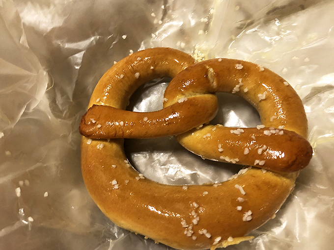 This pretzel isn't just food; it's edible architecture – a golden monument to the perfect balance of chew, salt, and satisfaction.
