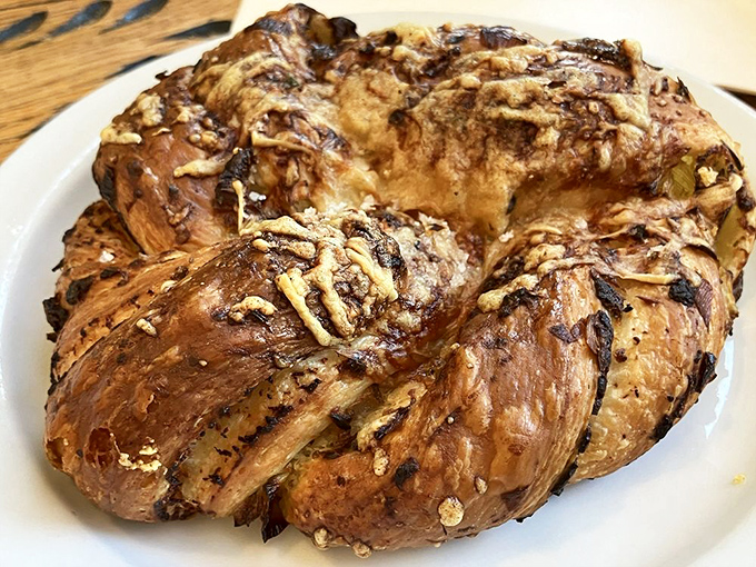 The exterior corner view&mdash;where hopeful patrons line up like concert-goers, except the star they're waiting for is made of flour, butter, and magic. 