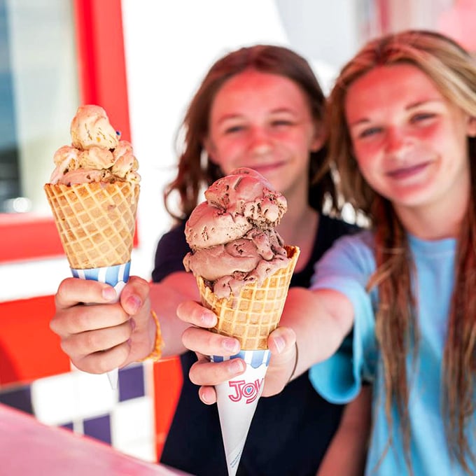 In the ice cream cone showdown, these waffle cones stand tall and proud, ready to support towering scoops of creamy, dreamy Wisconsin dairy perfection.