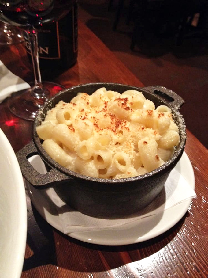 Mac and cheese elevated to an art form&mdash;creamy, golden perfection in a cast-iron cocoon that inspires immediate fork jousting among tablemates.