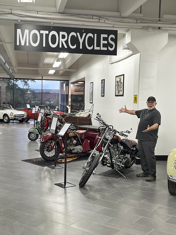 The motorcycle section showcases two-wheeled treasures that prove the thrill of the open road doesn't require four wheels. Each bike tells a story of freedom and adventure.