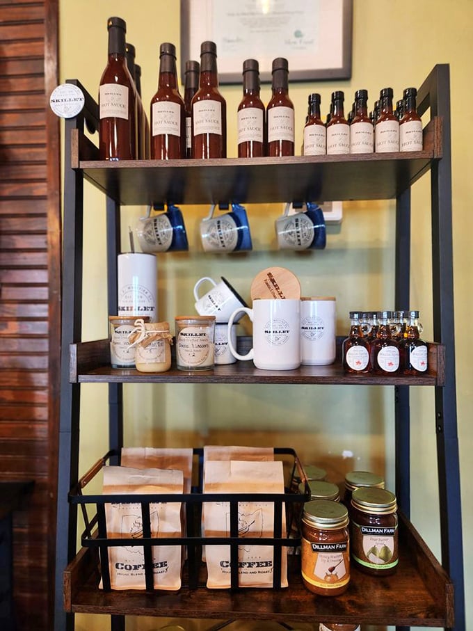 Take the Skillet experience home with branded merchandise, hot sauces, and coffee&mdash;souvenirs that actually taste good.