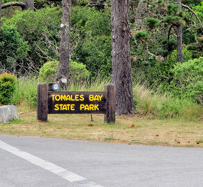 The understated entrance sign that marks the boundary between ordinary life and extraordinary natural beauty. No neon required.