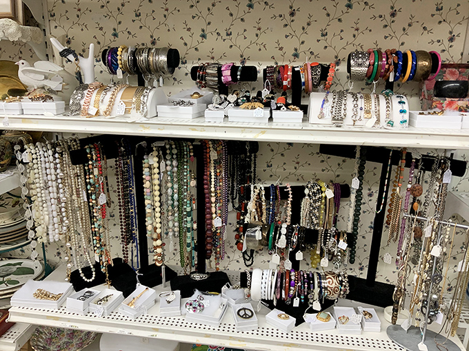 Jewelry displays that span decades of fashion statements. From pearls your grandmother coveted to cocktail rings that toasted forgotten celebrations.