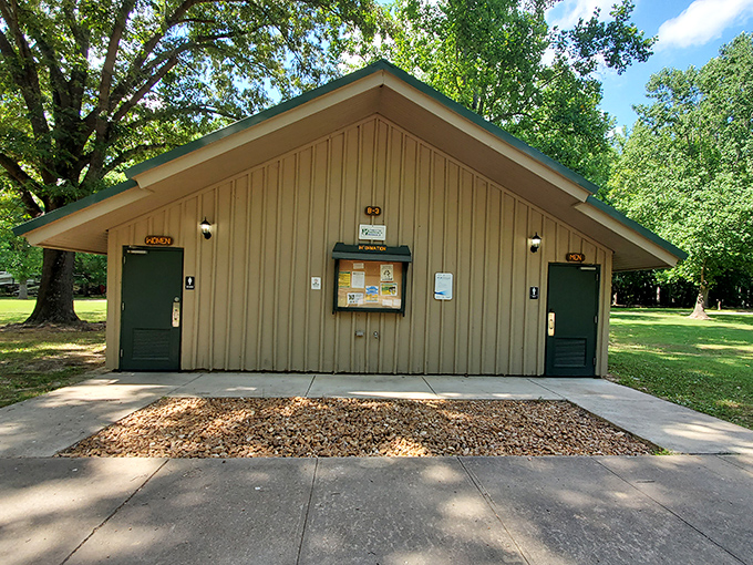 The humble park restroom &ndash; civilization's outpost in the wilderness and often the unsung hero of family camping trips.