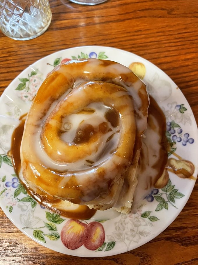 This cinnamon roll isn't just glazed&mdash;it's been blessed by whatever deity oversees the perfect balance of dough, spice, and icing in the universe.